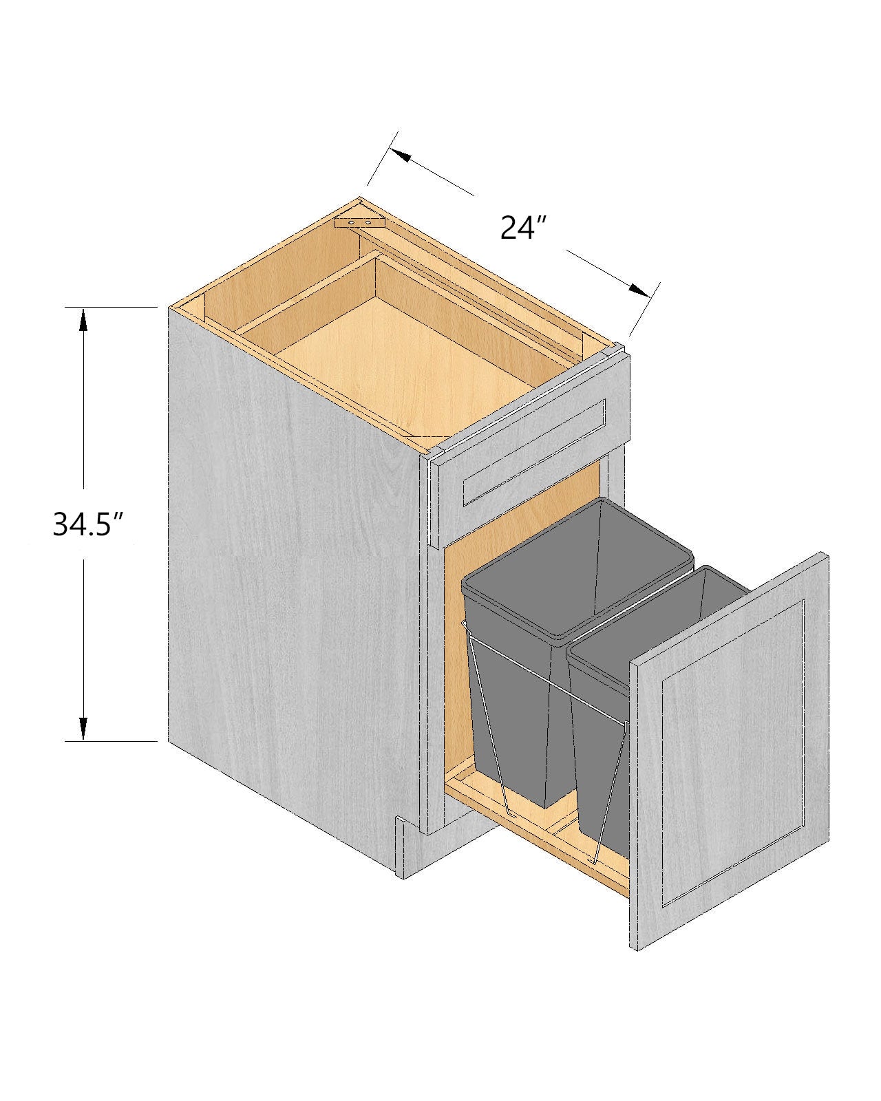 Trash Pull Out Base Cabinets – Signature Cabinetry